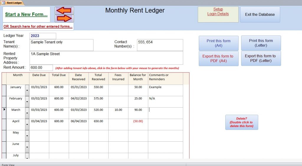 Rent Payment Ledger – DBBubble